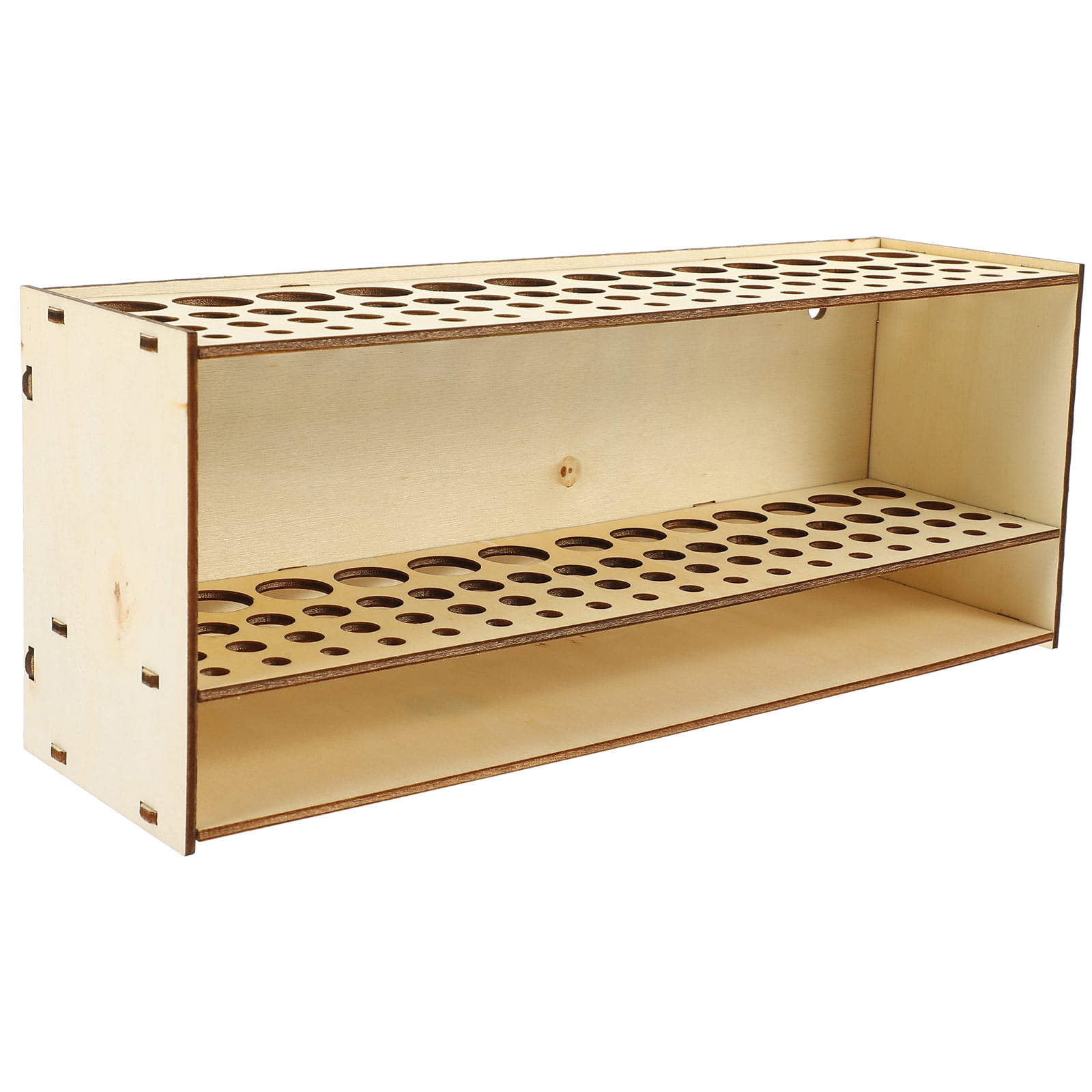 MERRYHAPY Wood Organizer Paint Brush Storage Case Rectangular Desktop ...