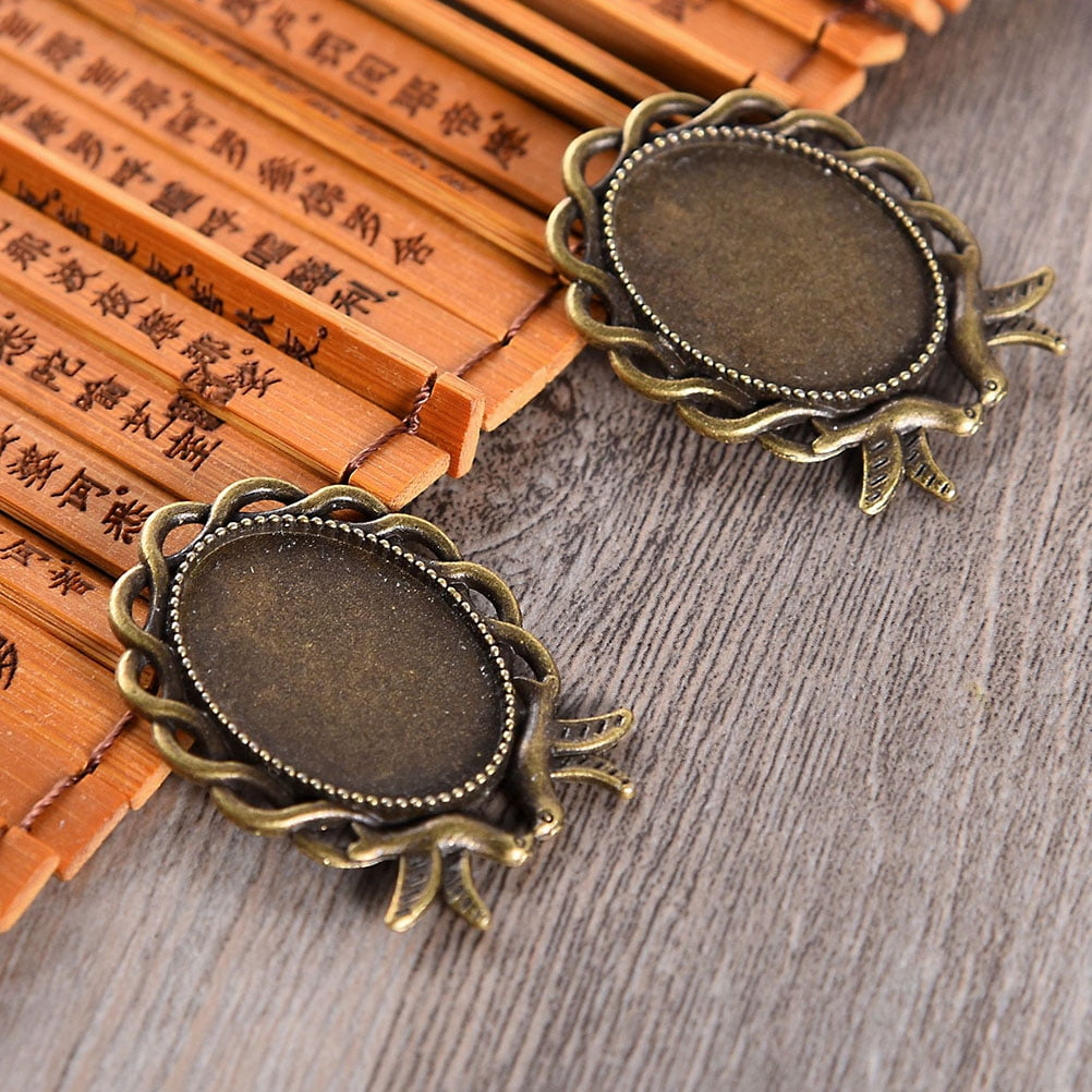 MERRYHAPY Oval Tray Pendant Blanks Vintage Style For Custom Jewelry ...