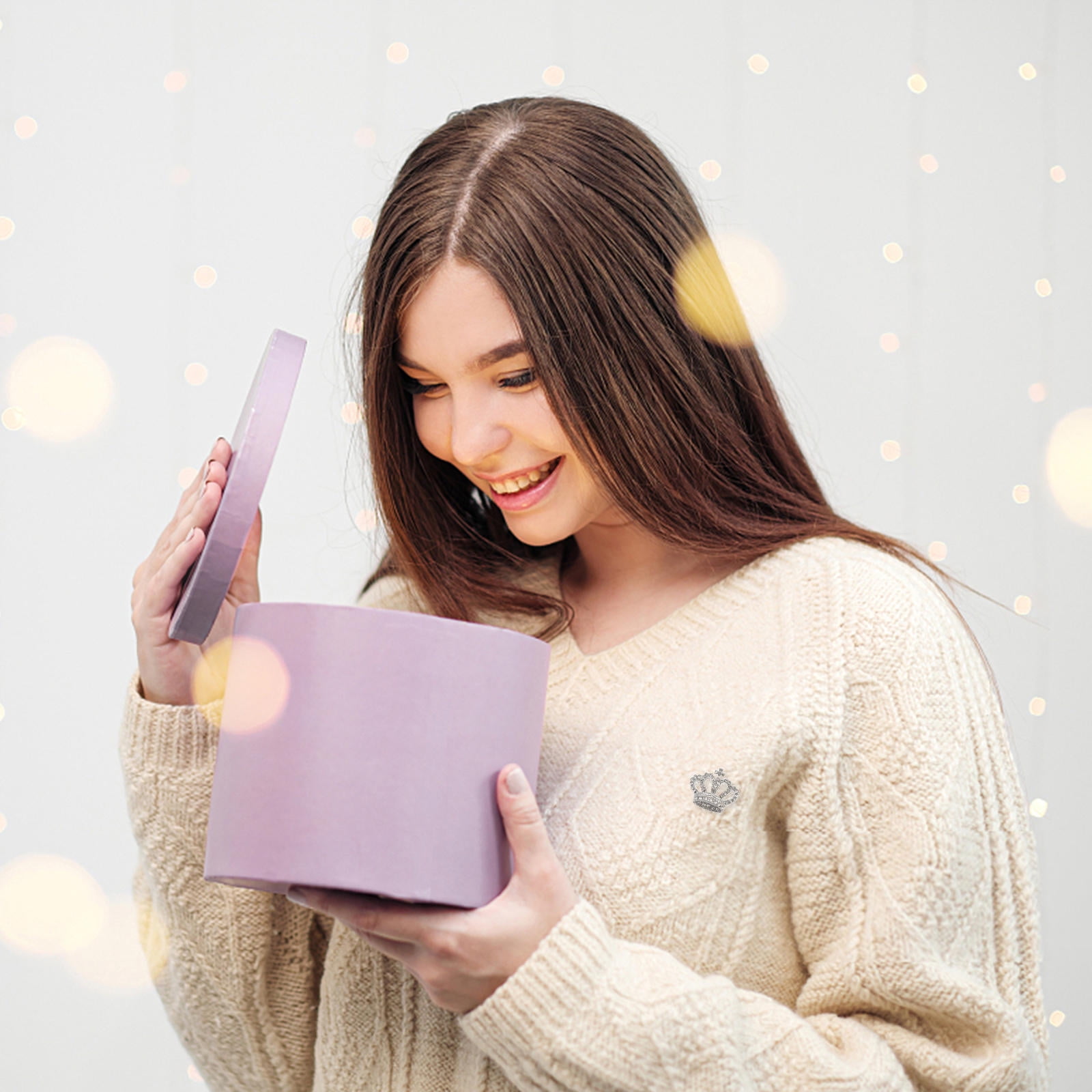 MERRYHAPY Pageant Tiara Zircon Crown Corsage Brooch Pin 1Pcs Silver ...