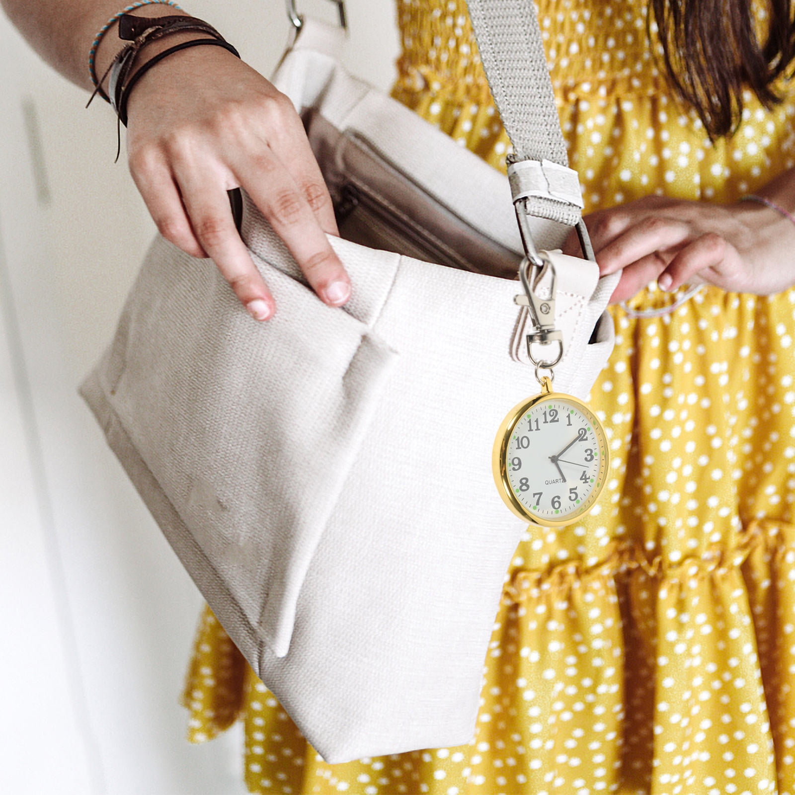 MERRYHAPY Pocket Watch Key Ring Nurse Fob Slim Cute Talking Man Golden ...