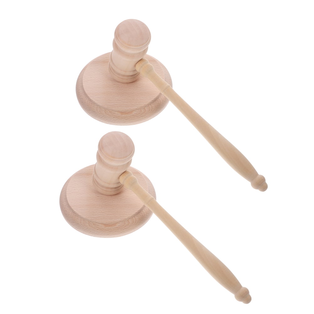 MERRYHAPY Retro Beige Wood Gavel with Comfortable Grip and Base for ...