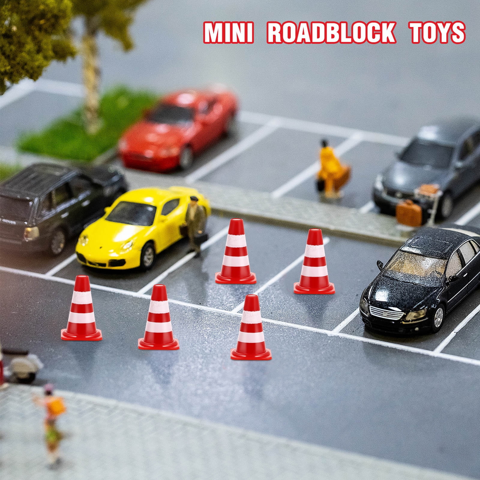 MERRYHAPY Mini Prop Road Cones Toys Red ABS Learning Toy Scenes 60Pcs ...