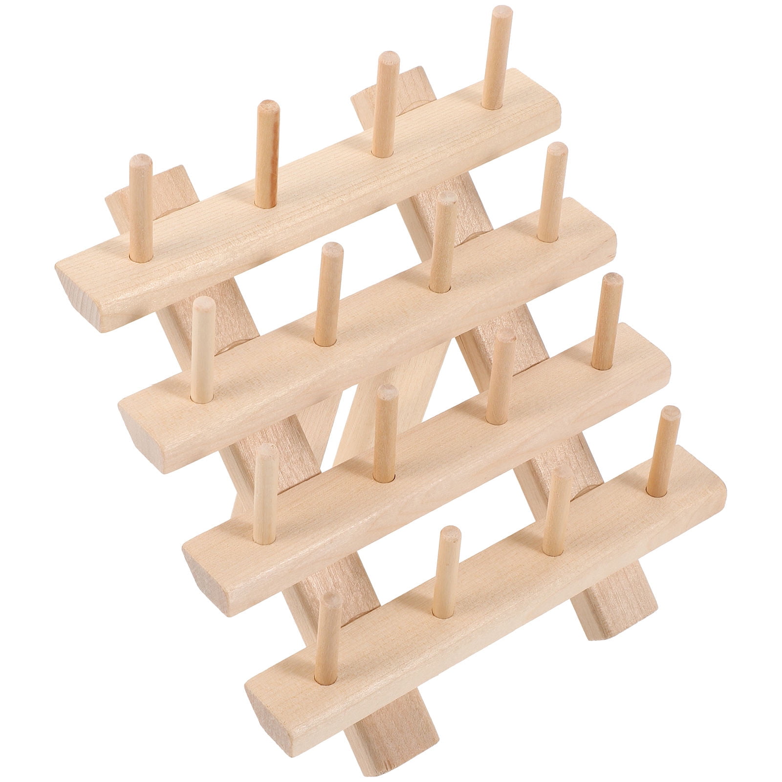MERRYHAPY Compact Wood Thread Rack Embroidery Thread Container Light ...