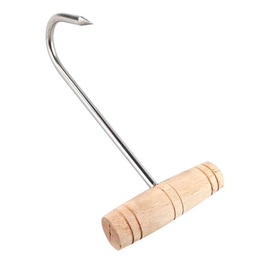 MERRYHAPY Meat Hanger with Wood Handle Hook for Butchering and Hunting ...