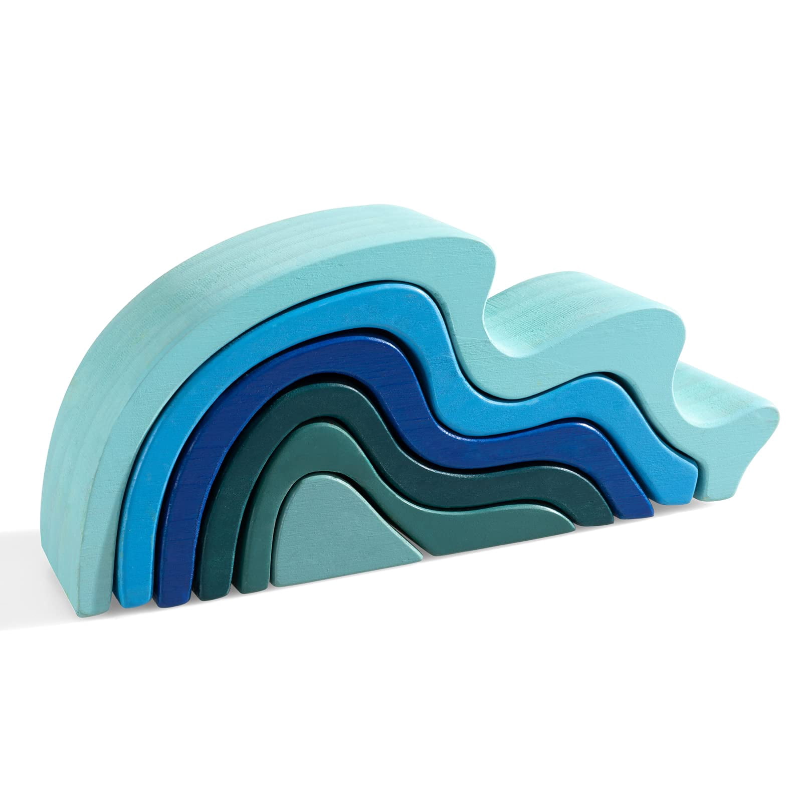 MERRYHEART Wooden Rainbow Stacking DHF10 Toy, Water Wave Elements ...