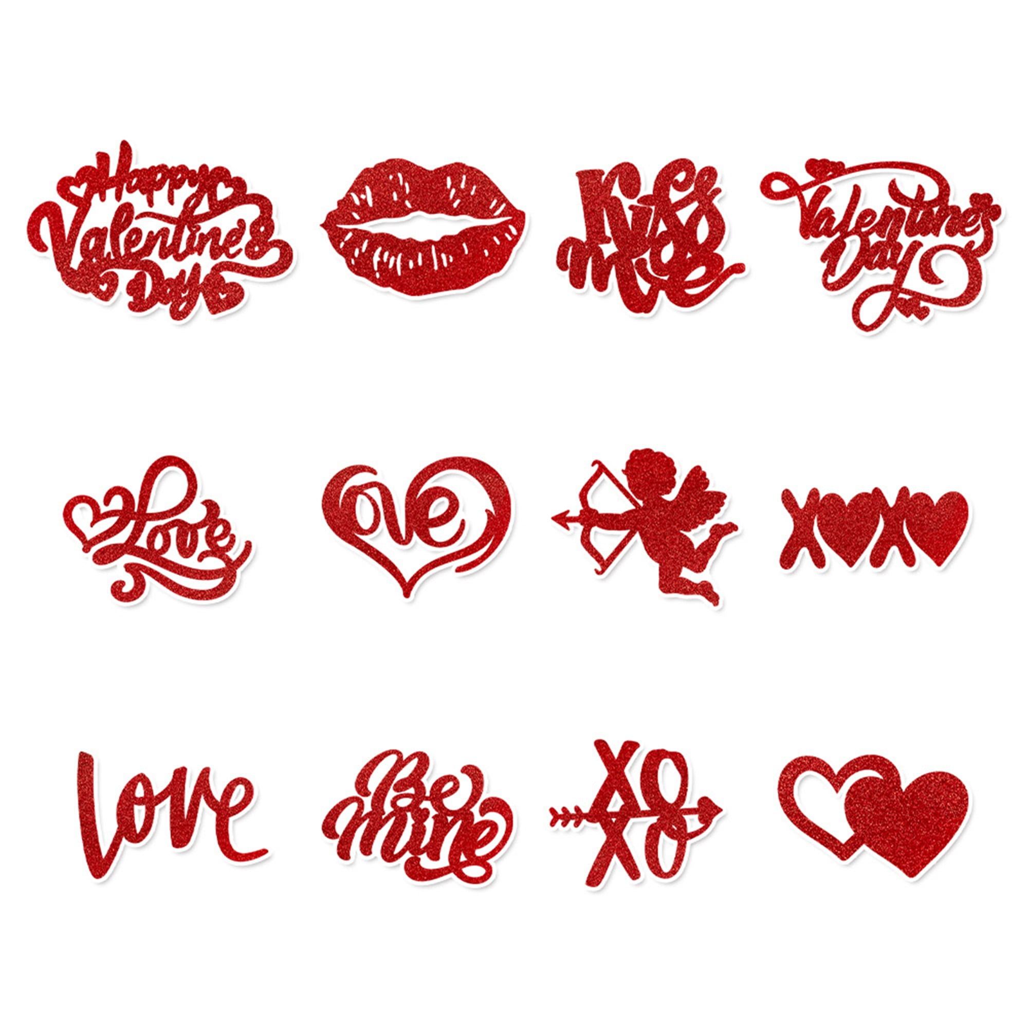 MERSARIPHY 12/ 24 Pcs Valentines Day Cake Toppers Heart Lip Cupid ...