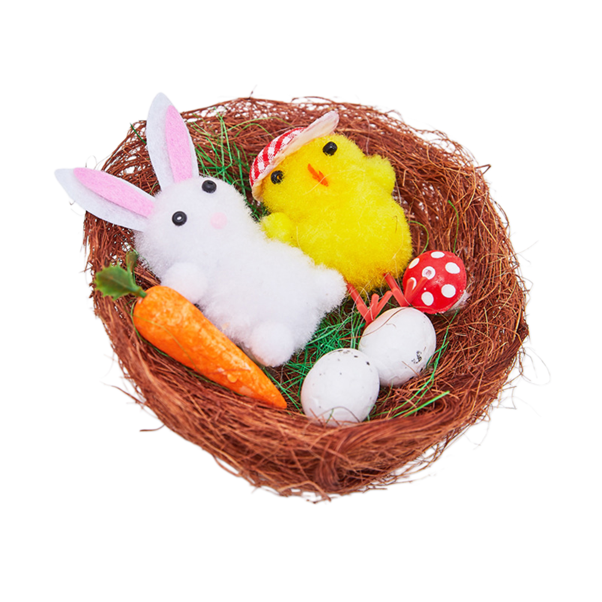 MERSARIPHY Easter Plush Bunny, Stuffed Chick Decor with Simulation Nest ...