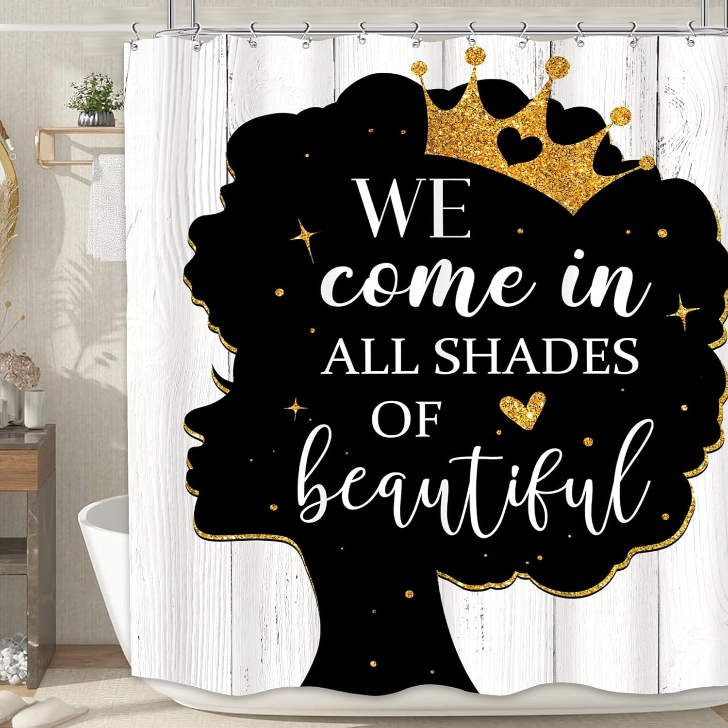 MESHELLY African American Shower Curtain 60Wx72H Black Woman ...