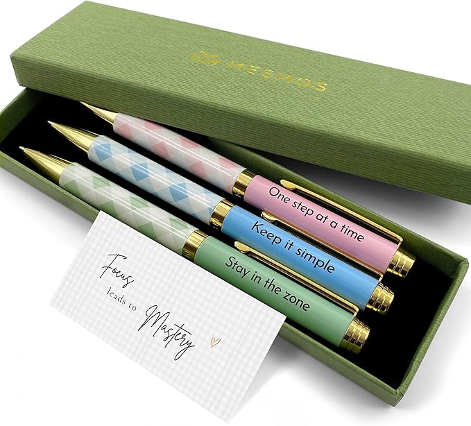 MESMOS 3pk Pastel Ballpoint Pen Set, Inspirational Unique Gifts for ...
