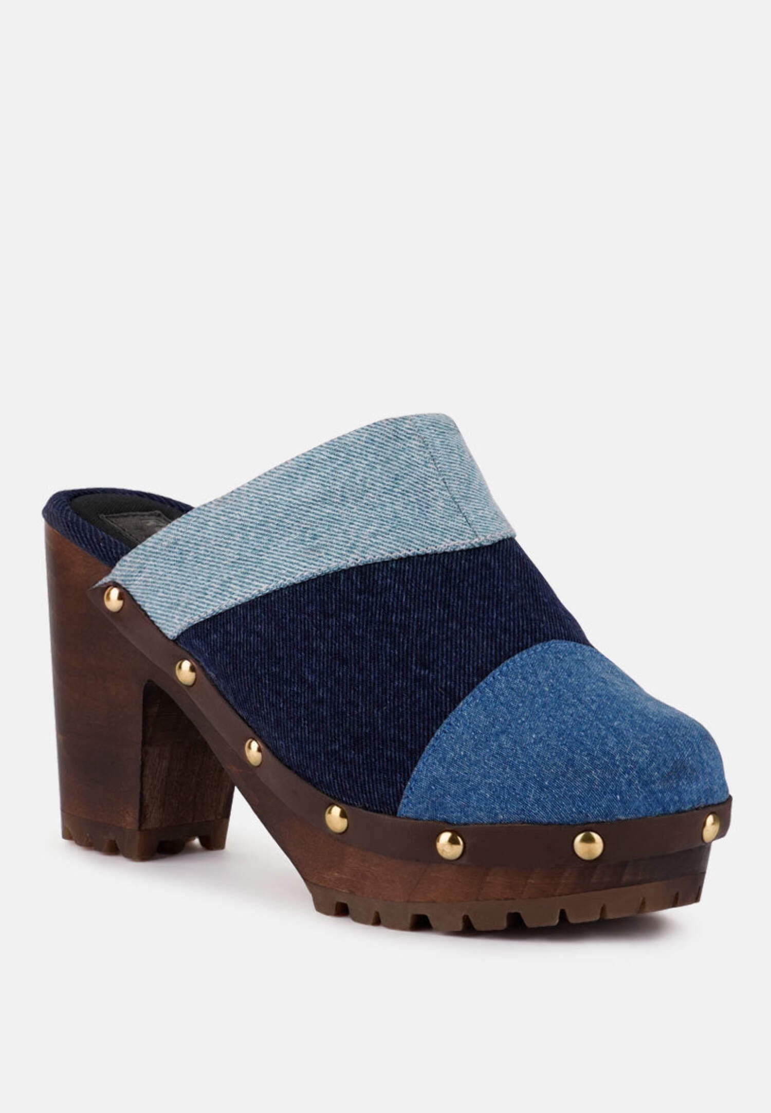 MESO Blue Denim Patchwork Clogs Mules - Walmart.com