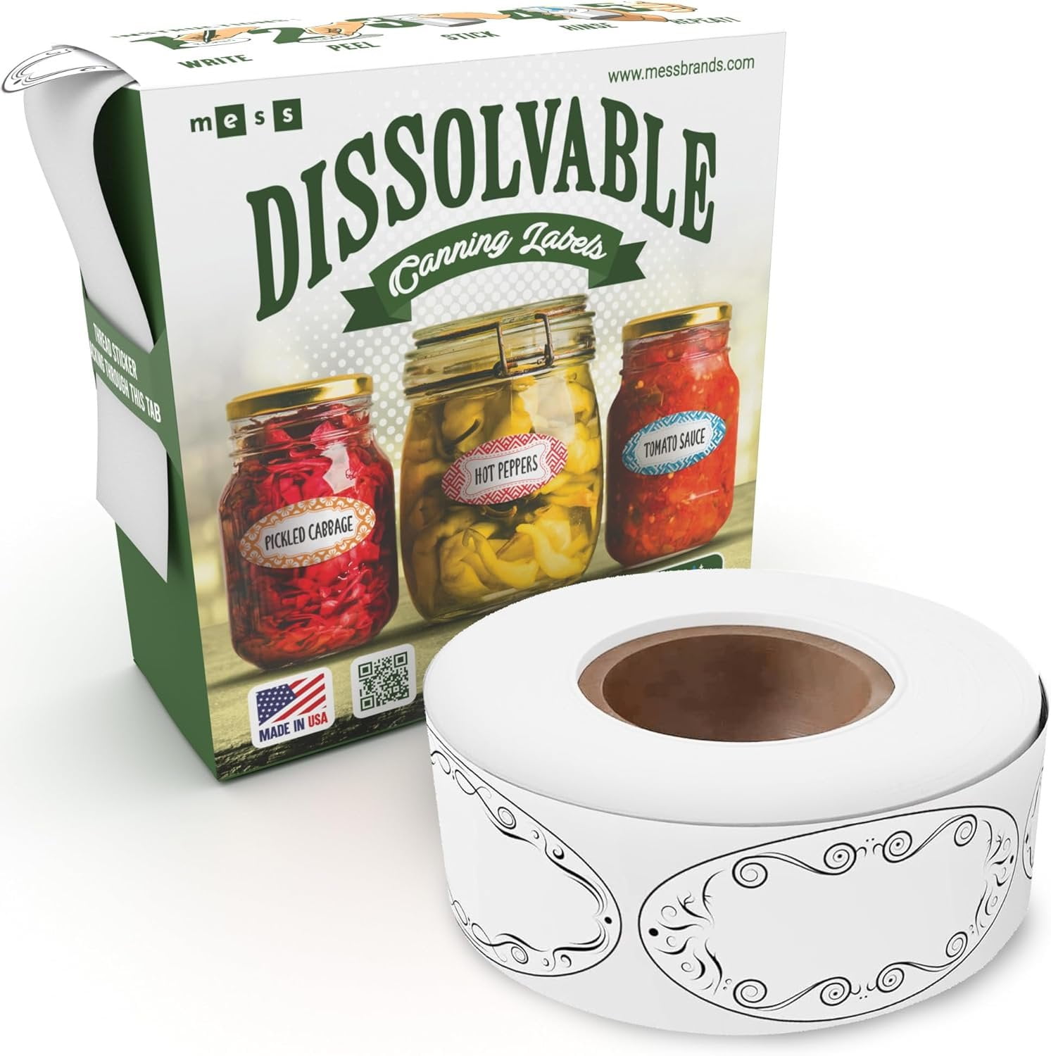 MESS Dissolvable Canning Labels - 150 Removable Container Labels - 1x2 ...
