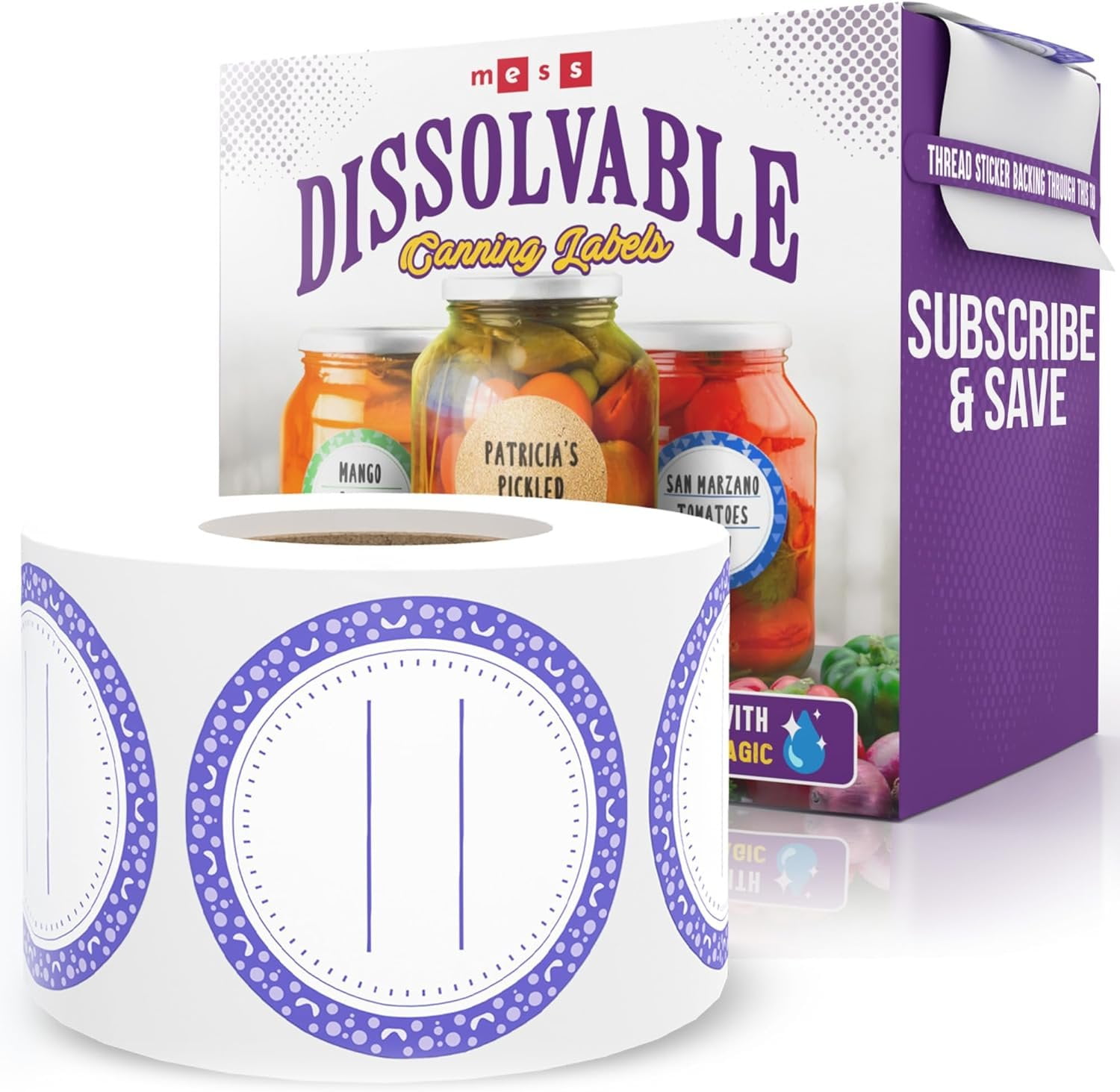 MESS Dissolvable Canning Labels for Jars 200 Dissolvable Mason Jar ...