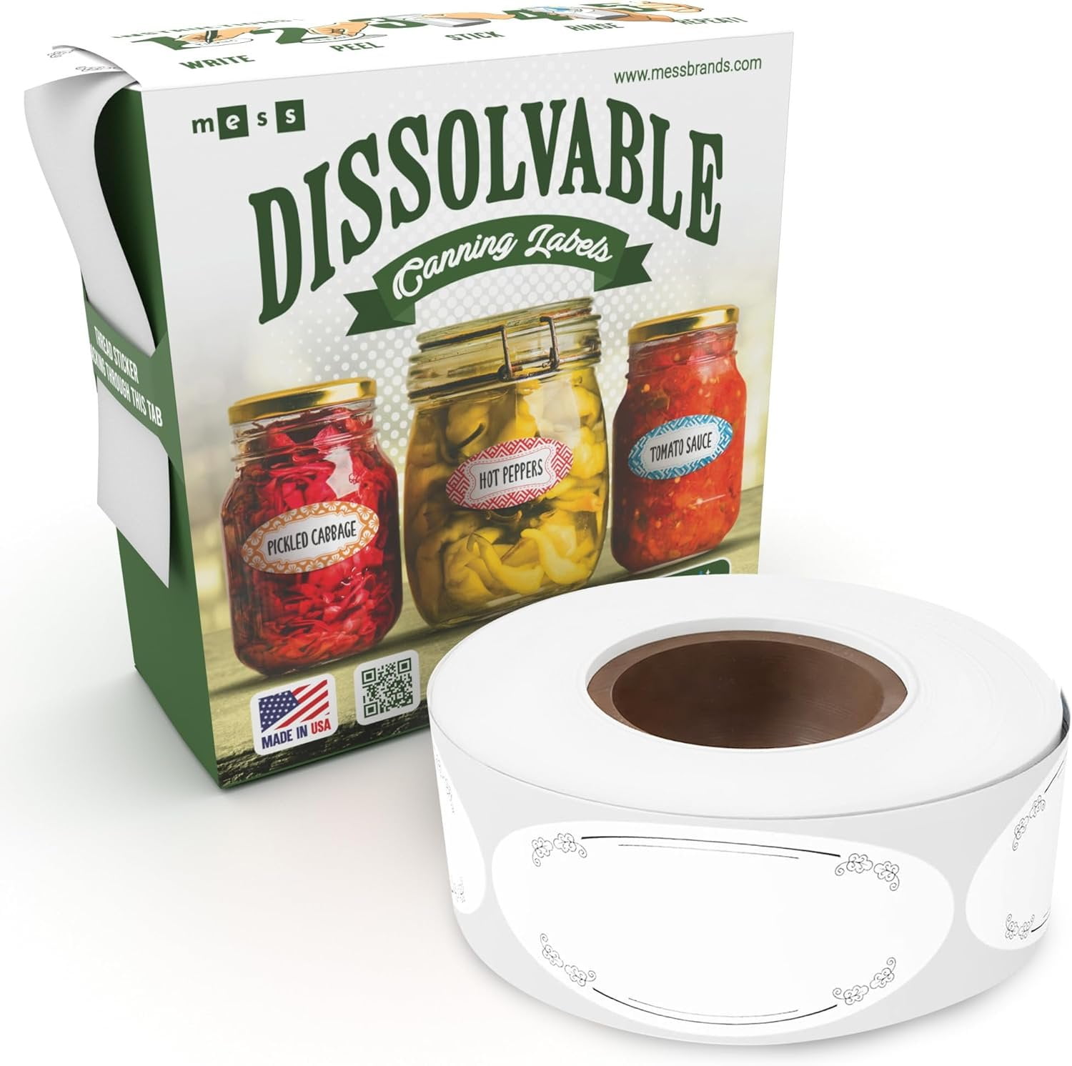 MESS Dissolvable Canning Labels for Jars - Dissolvable Food Label - 1x2 ...