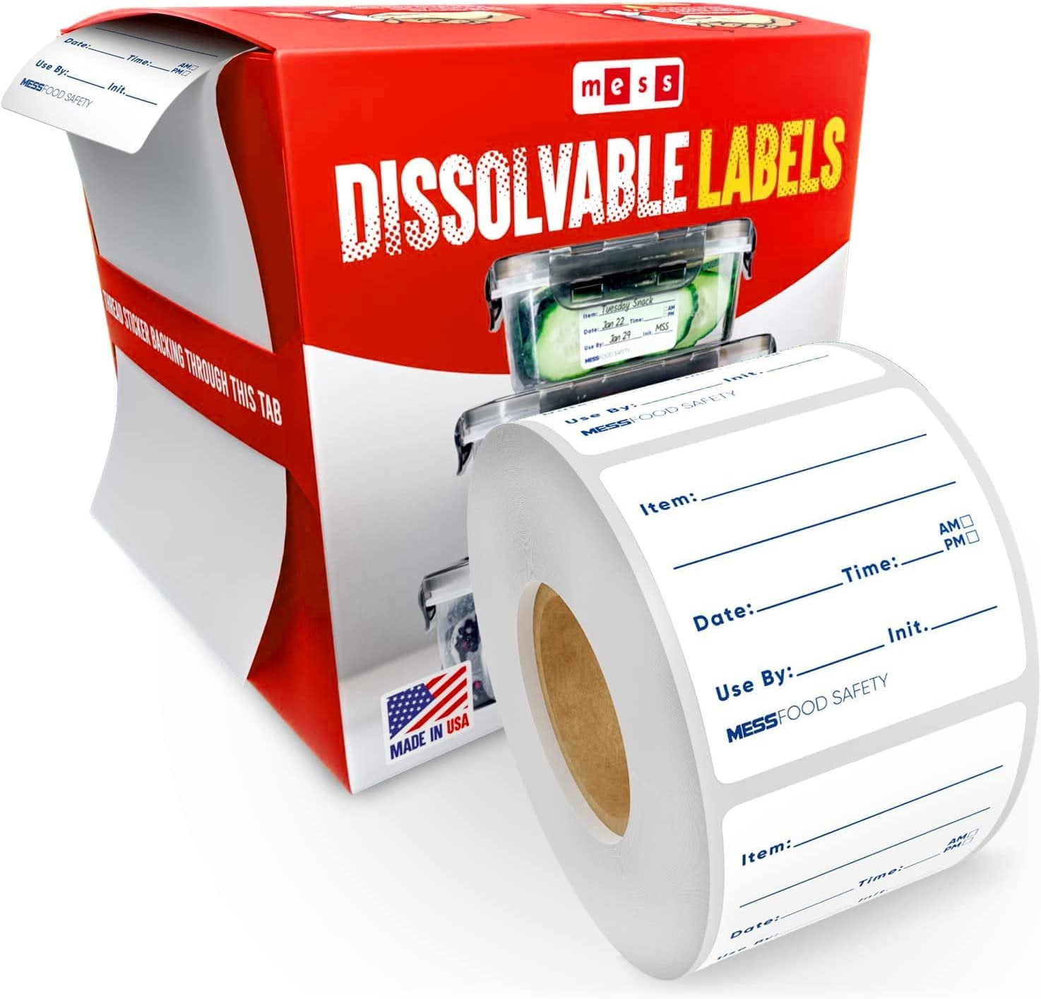 MESS Dissolvable Labels for Containers - 200 Removable Freezer Labels ...
