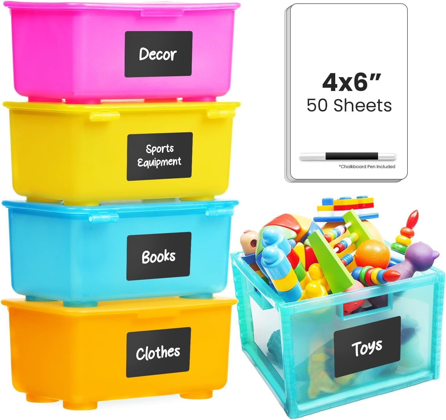 MESS Storage Bin Labels 6x4 inch Plastic Organization Labels ...