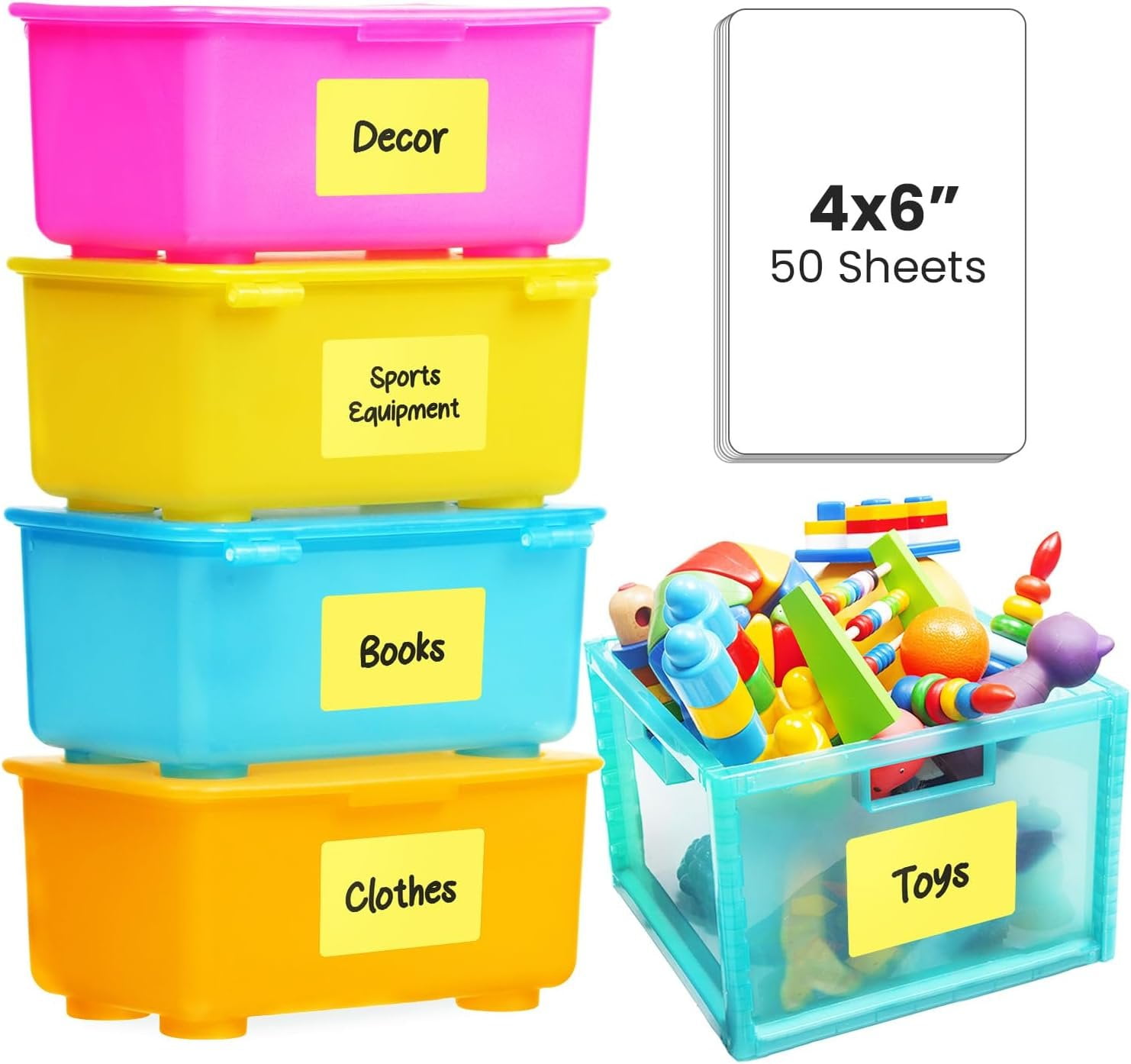 MESS Labels for Storage Bins - 50 Pantry Organization Labels - 6x4 in ...