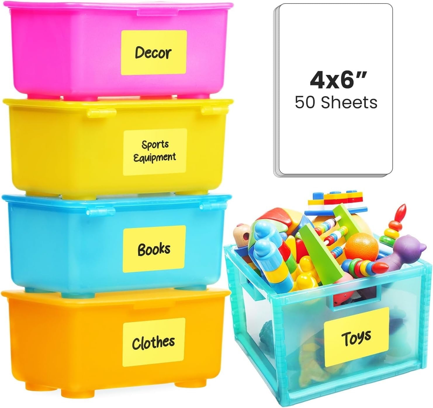 MESS Labels for Storage Bins – 50 Waterproof Vinyl Pantry Organization ...