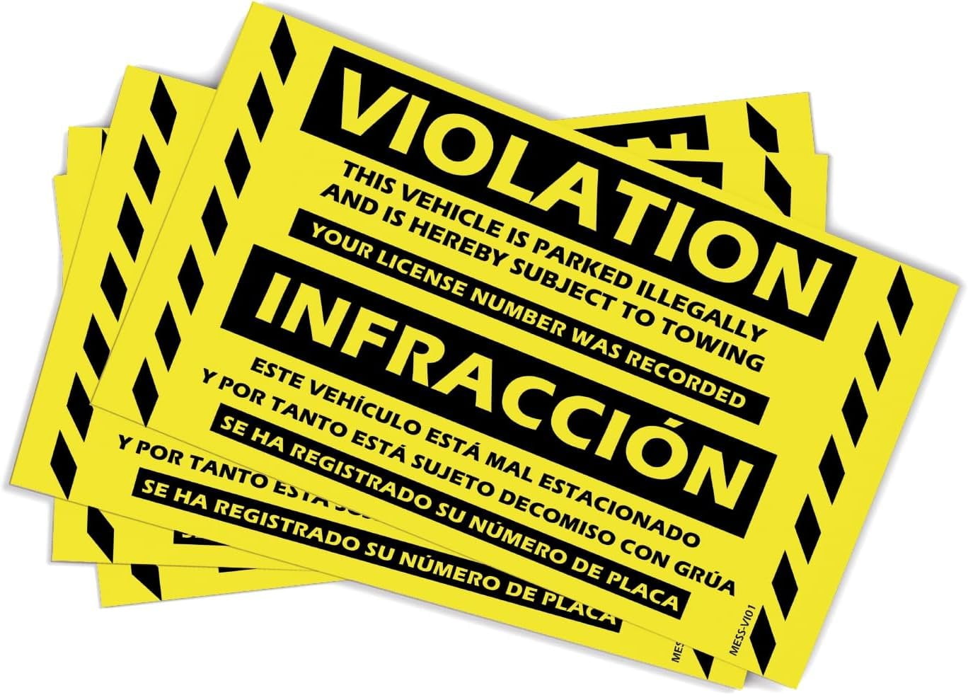 MESS Parking Violation Stickers - 100 Bilingual Stickers - Yellow ...