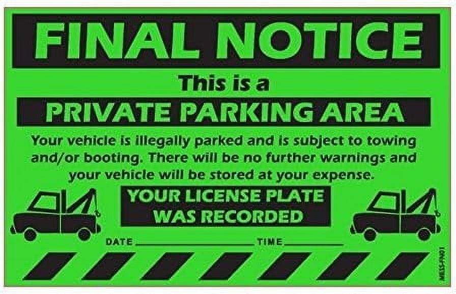 MESS Parking Violation Stickers - 100 Final Notice Warnings - 5 in x 8 ...