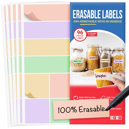 MESS Reusable Labels for Food Containers - Erasable Kitchen Labels ...