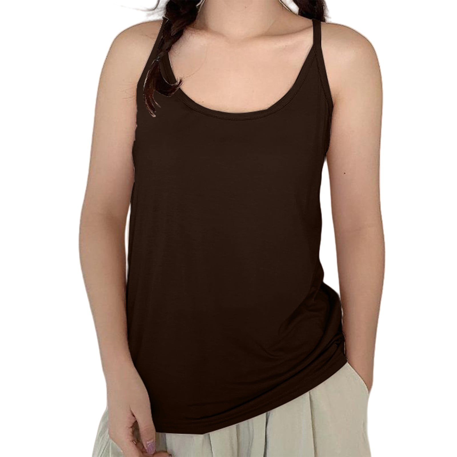 MESSUEN Cami Tops Tank Top for Women Loose Fit Crew Neck Camisole Tank ...