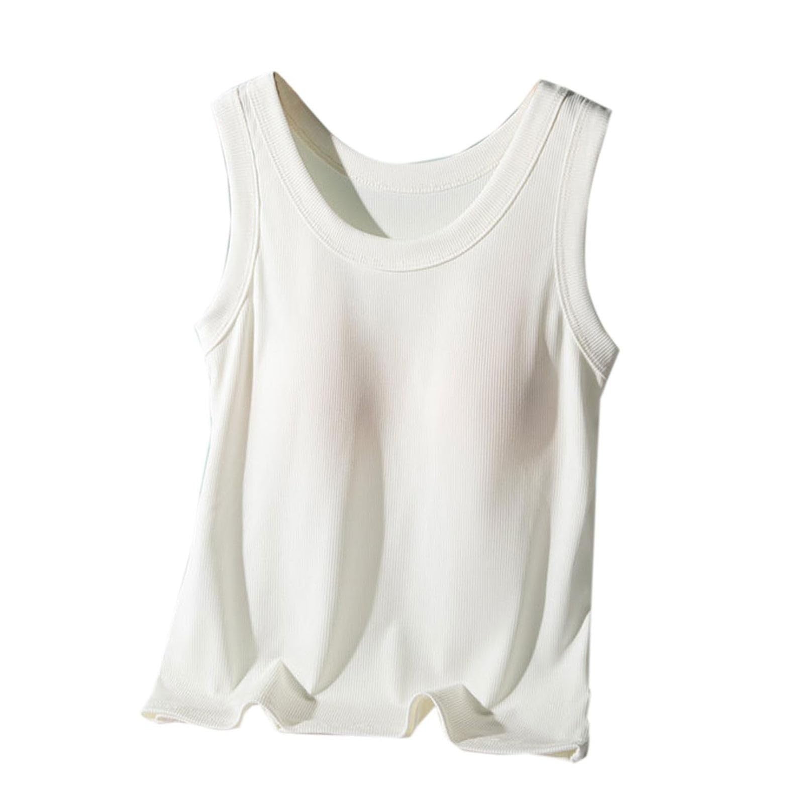MESSUEN Tank Top Women Ribbed Tank Tops for Women Built in Bra Crew ...