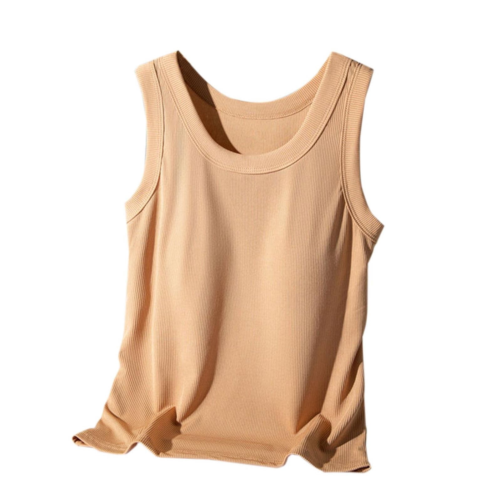 MESSUEN Tank Top Women Ribbed Tank Tops for Women Built in Bra Crew ...