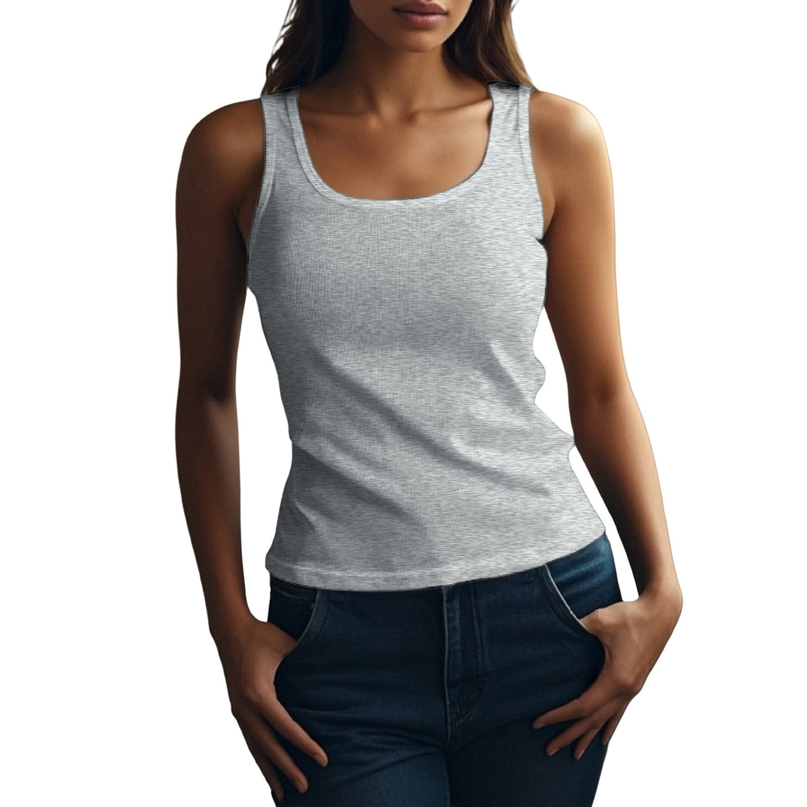MESSUEN Women Tank Tops Ribbed Tank Top Crew Neck Camisole Women's ...