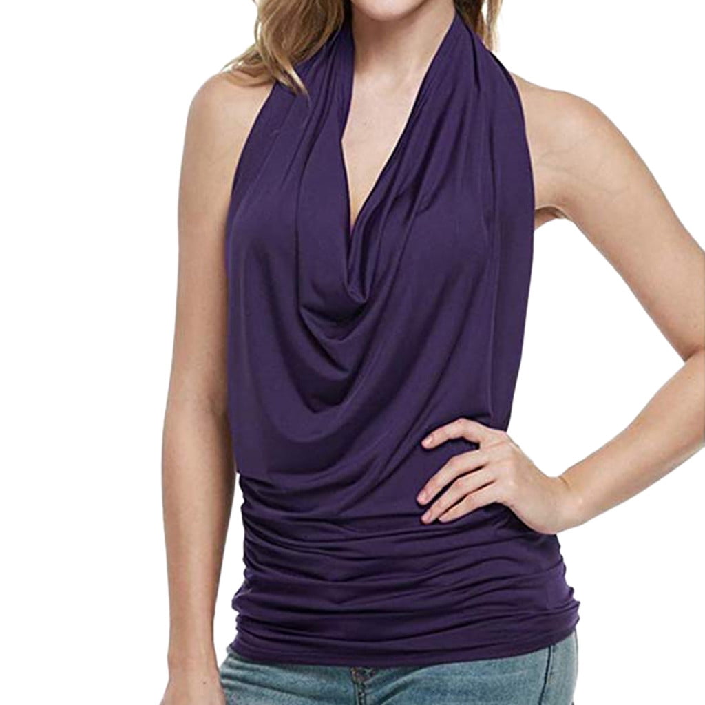 MESSUEN Womens Halter Tops Womens Peplum Tops Cowl Neck Camisole Women ...