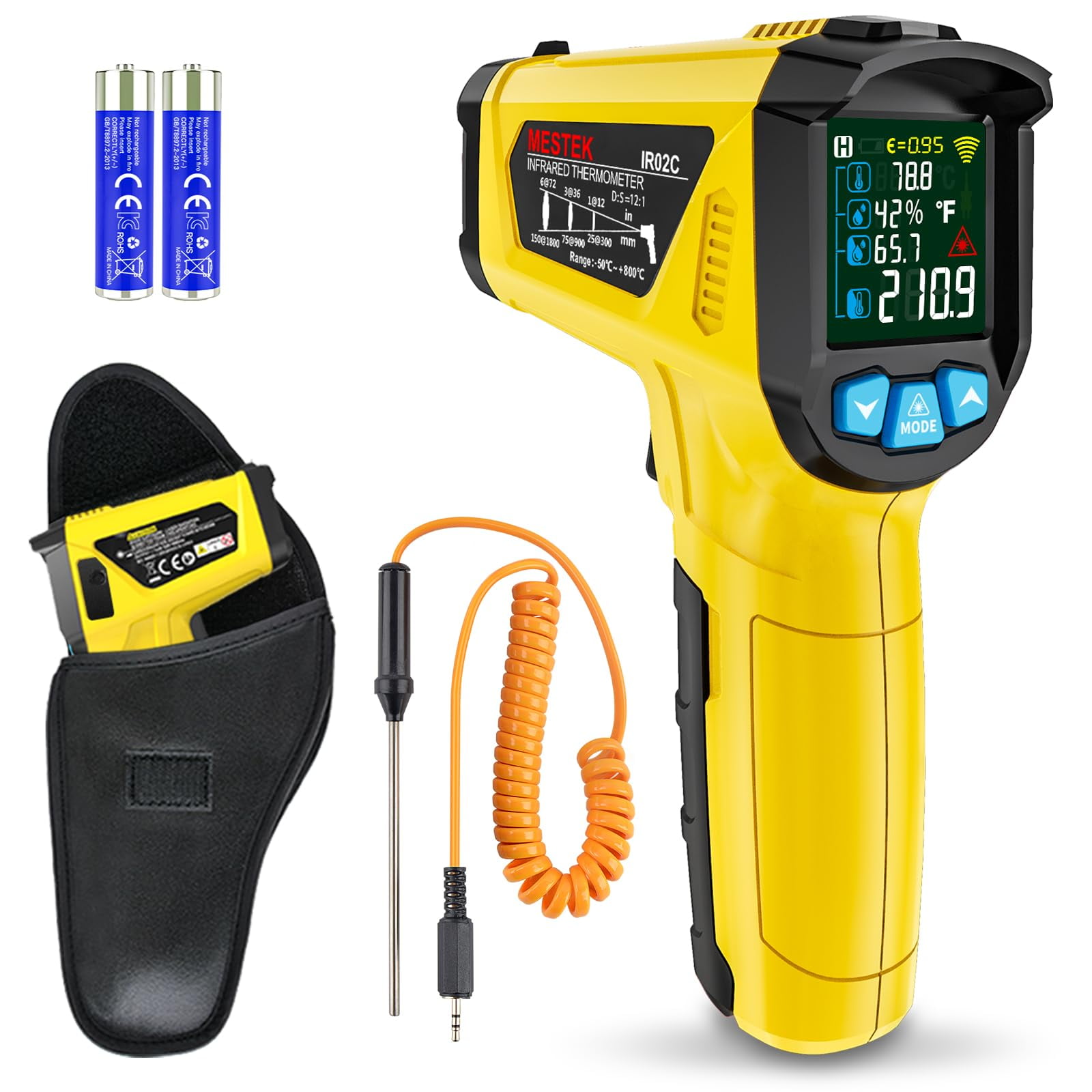 MESTEK Infrared Thermometer Gun -58°F to 1472°F, Digital Temperature ...