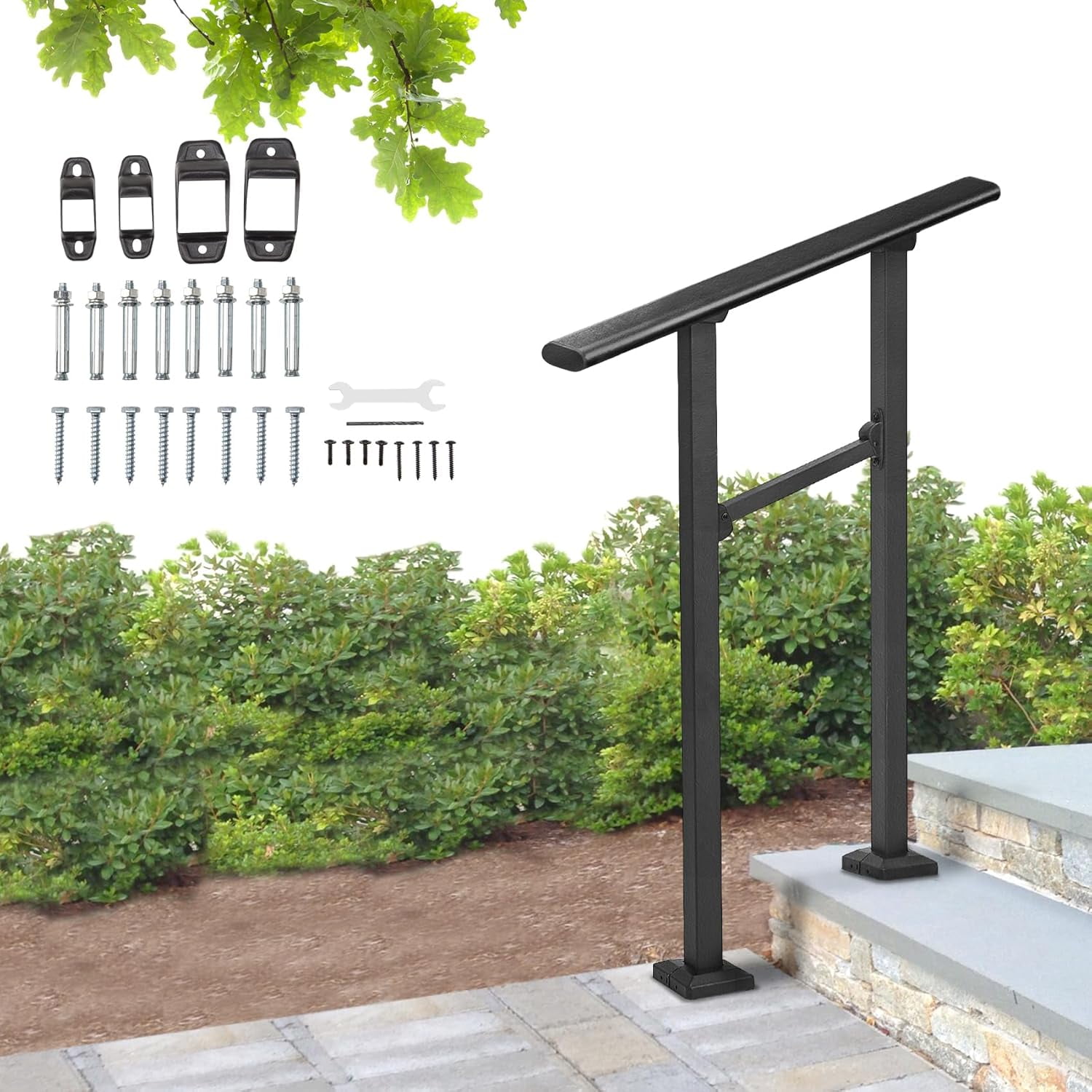 MESTYL Stair Handrails for Outdoor Steps, 2 Steps Stair Railing Indoor ...