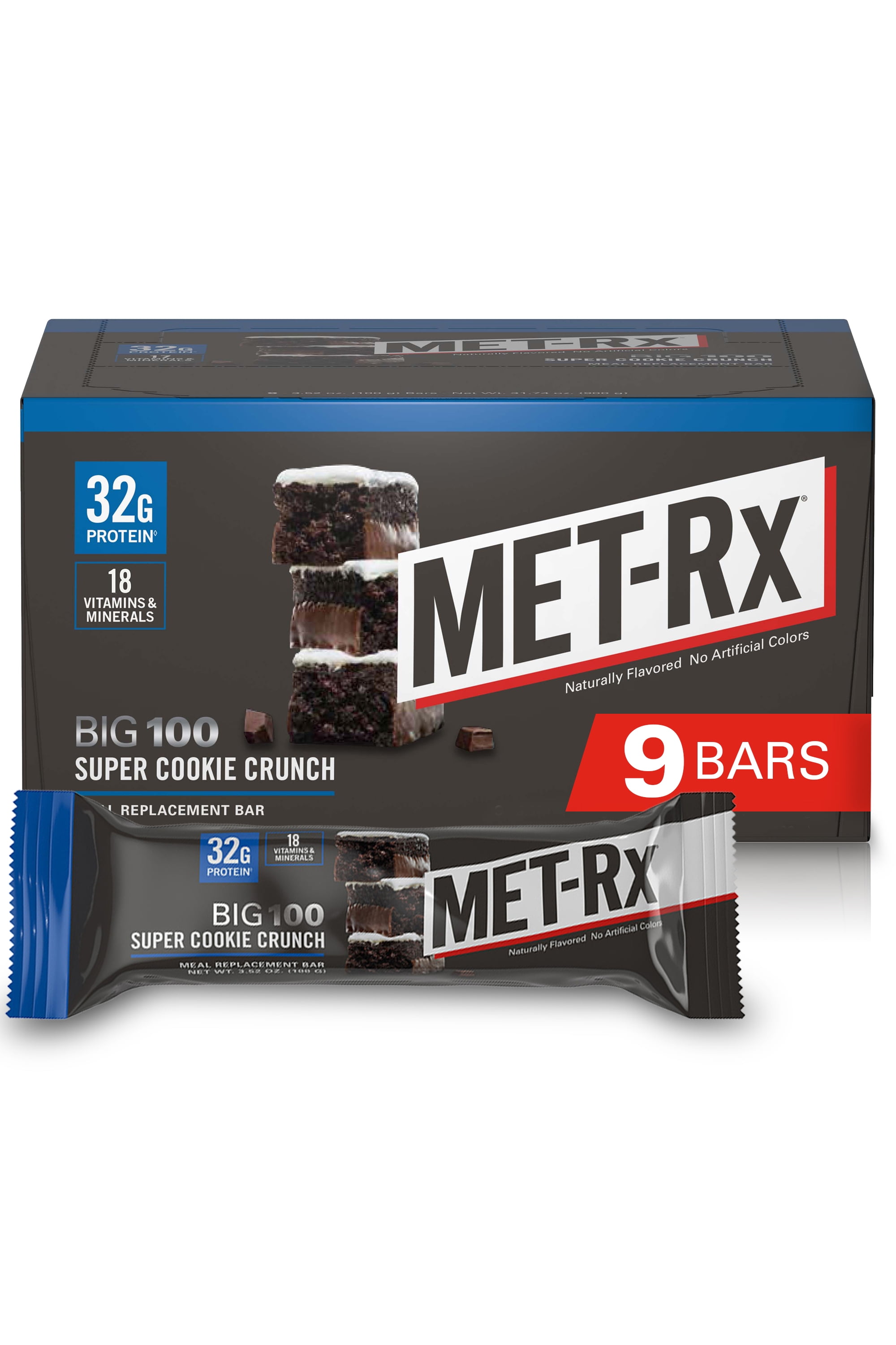 MET-Rx Big 100 Colossal Super Cookie Crunch Protein Bars, 32g, Pack of ...