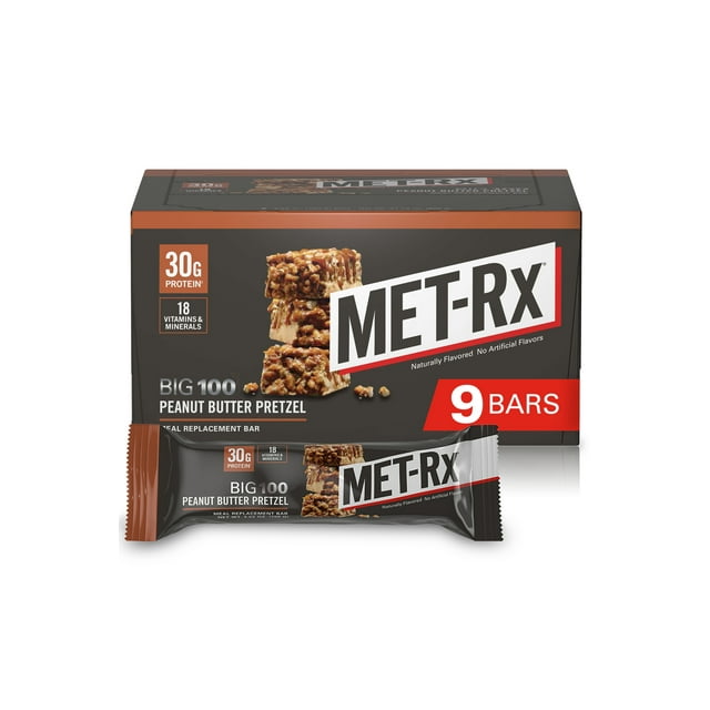 MET-Rx Big 100 Colossal Protein Bar, Peanut Butter Pretzel, Meal ...