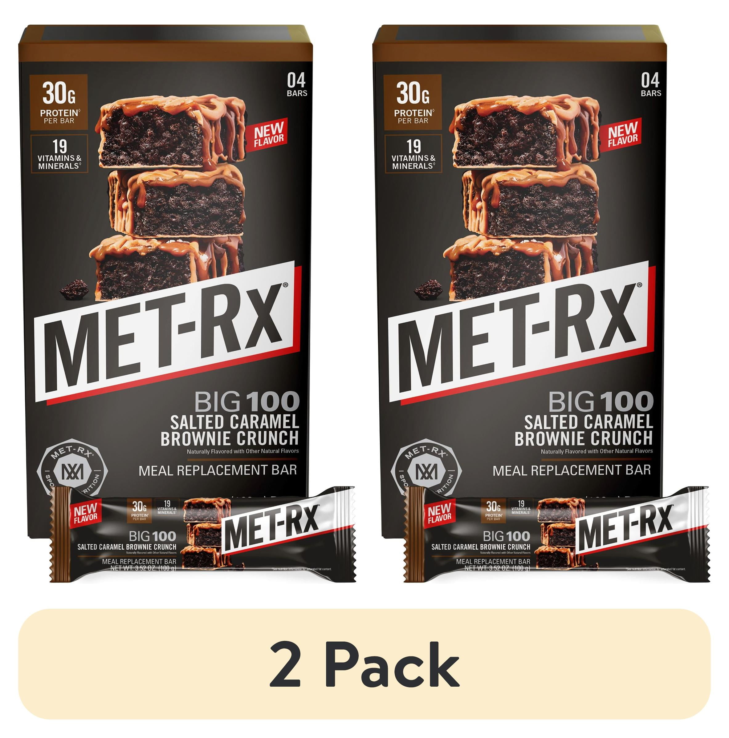 (2 pack) MET-Rx Big 100 Protein Bar, Meal Replacement Bar, 30G Protein ...