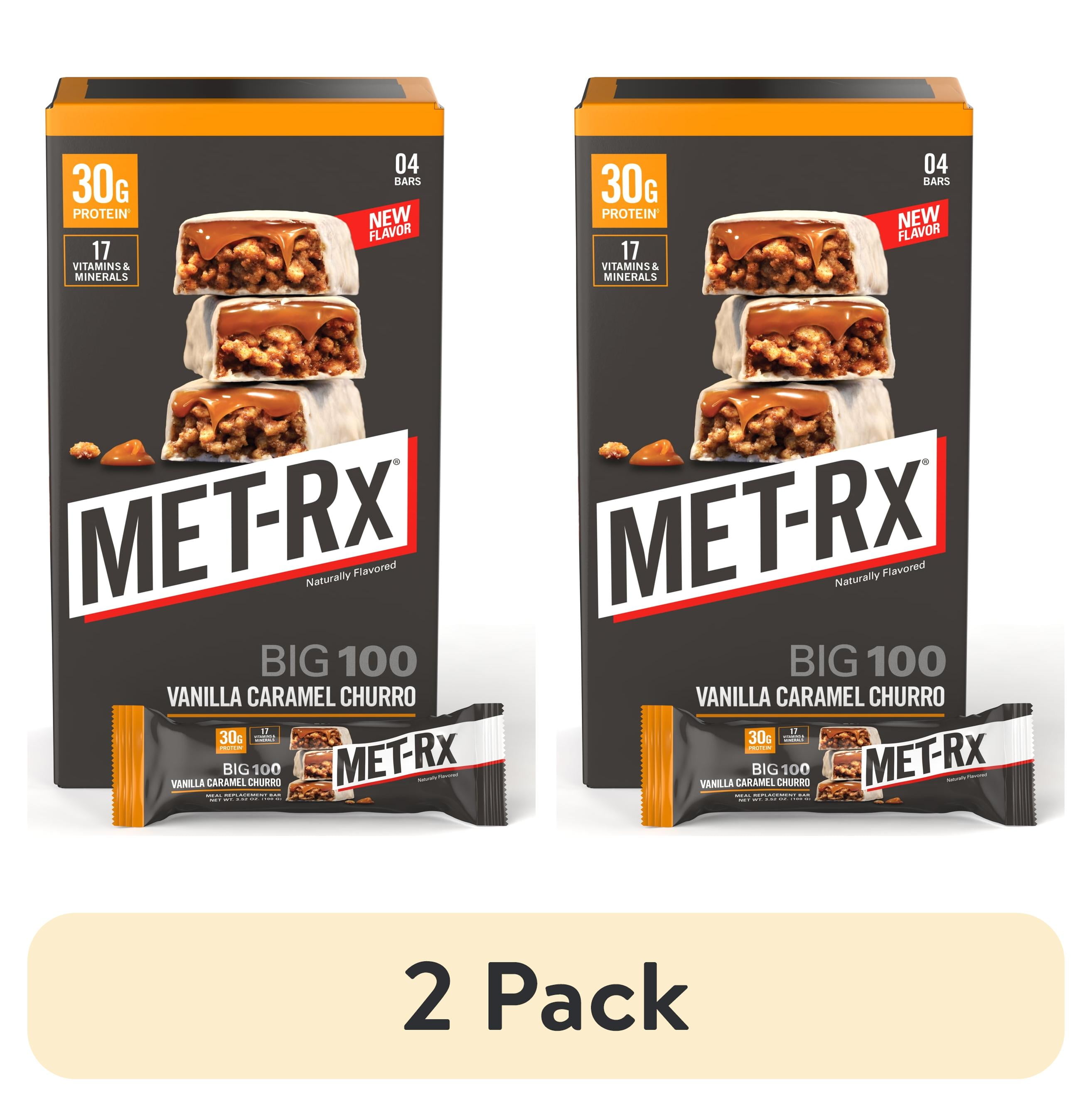 (2 pack) MET-Rx Big 100 Protein Bars, Vanilla Caramel Churro Bars, 30g ...