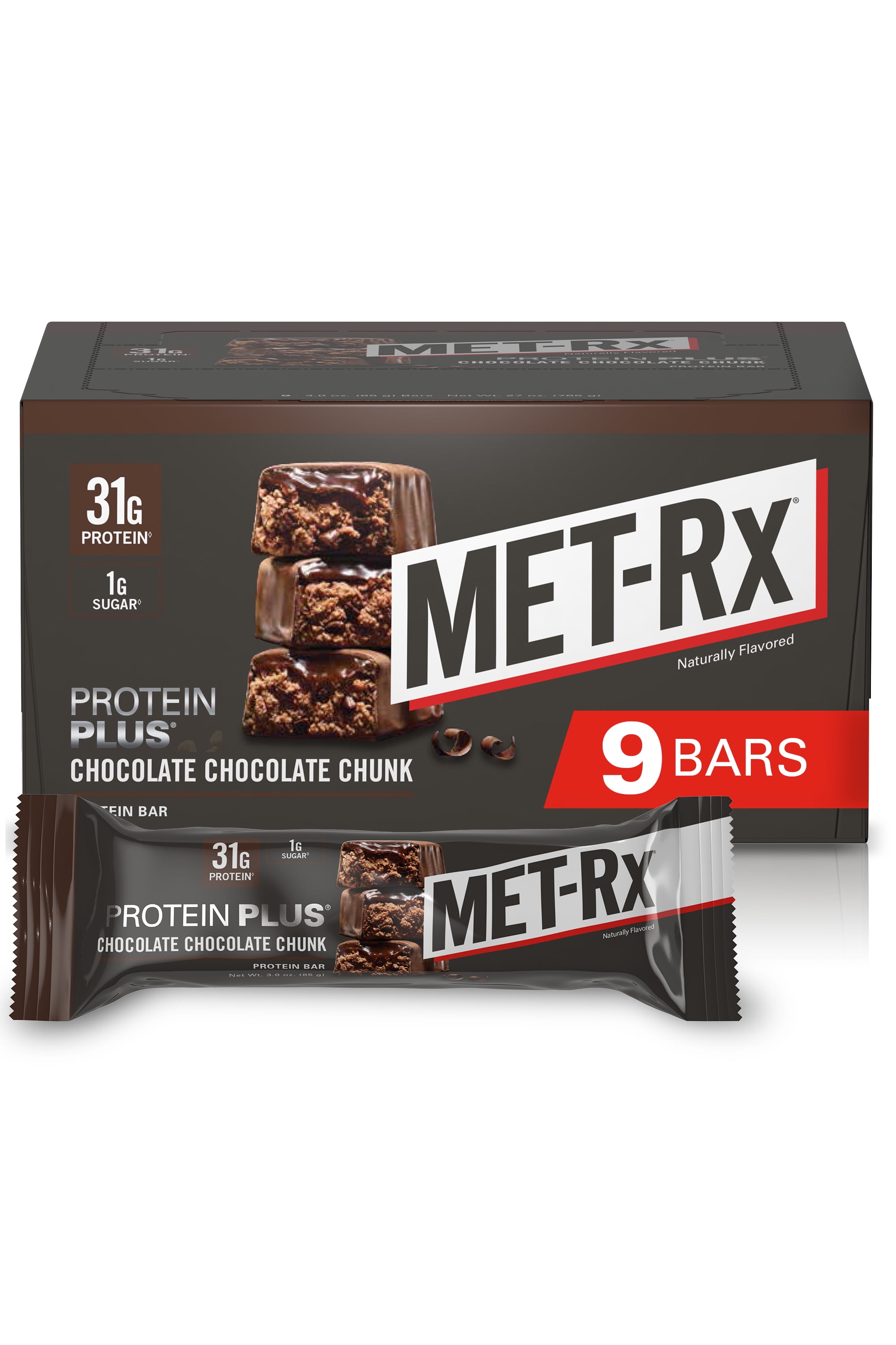 MET-Rx Protein Plus Bar, Chocolate Chocolate Chunk, 32g Protein, 9 Bars ...