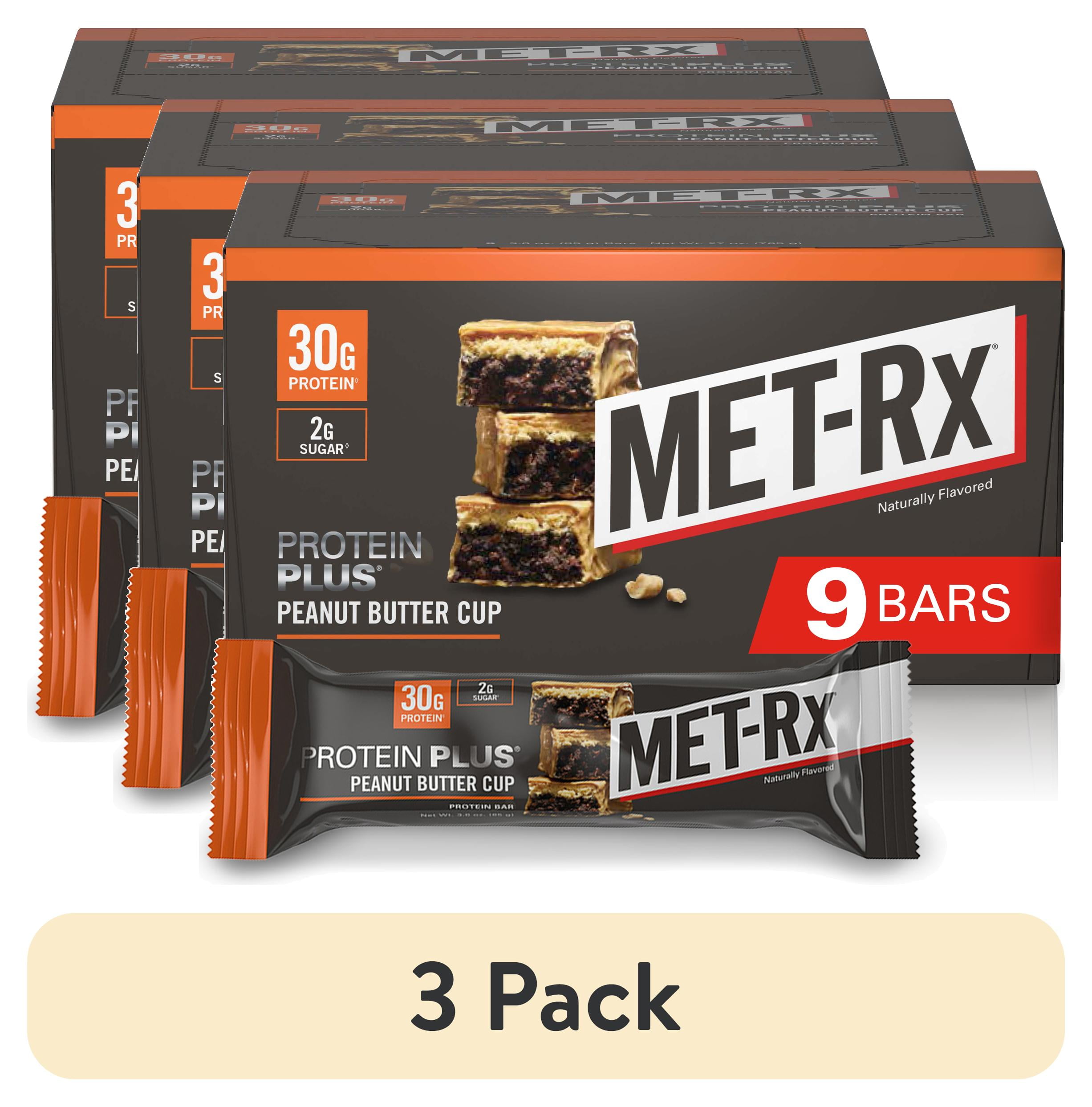 (3 pack) MET-Rx Protein Plus Bar, Peanut Butter Cup, 30g Protein, 9 Ct ...