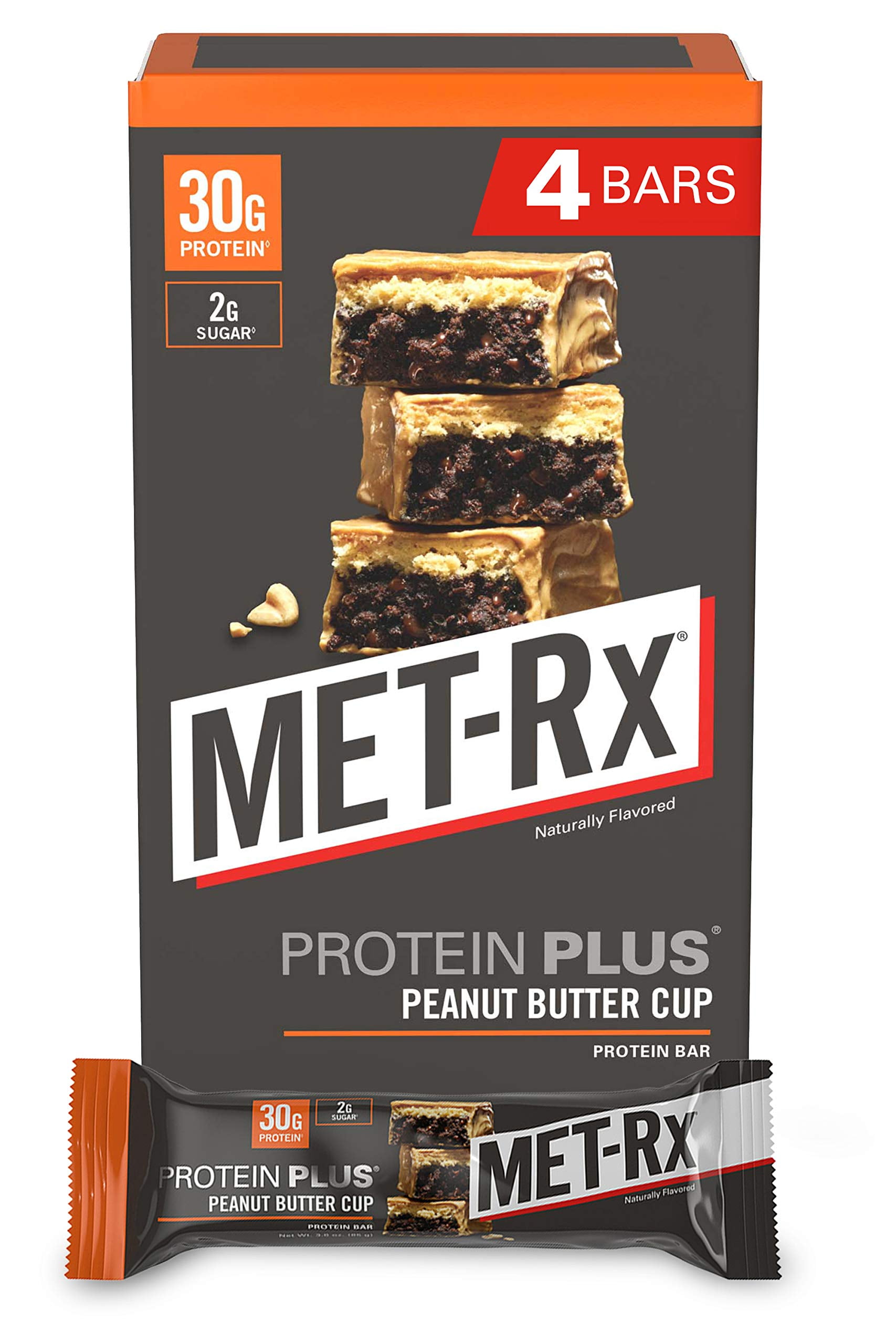 MET-Rx Protein Plus Protein Bar, Peanut Butter Cup, 4 Count Value Pack ...