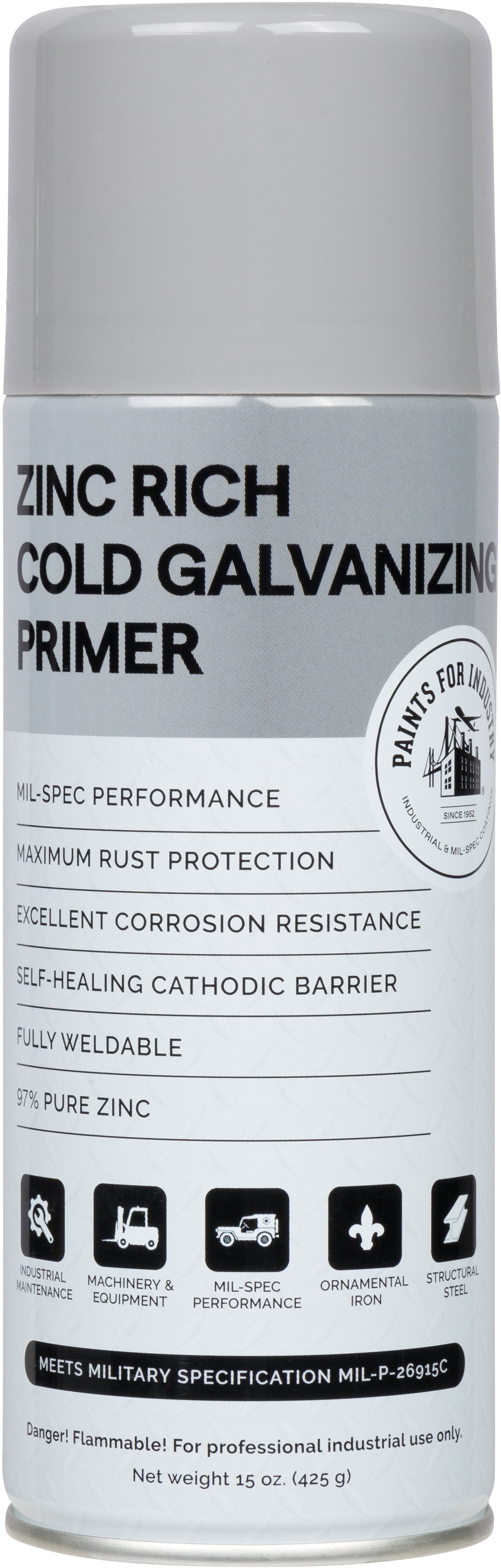 METALIZE Zinc Rich Cold Galvanizing Primer by Paints For Industry - Industrial Aerosol Spray ...