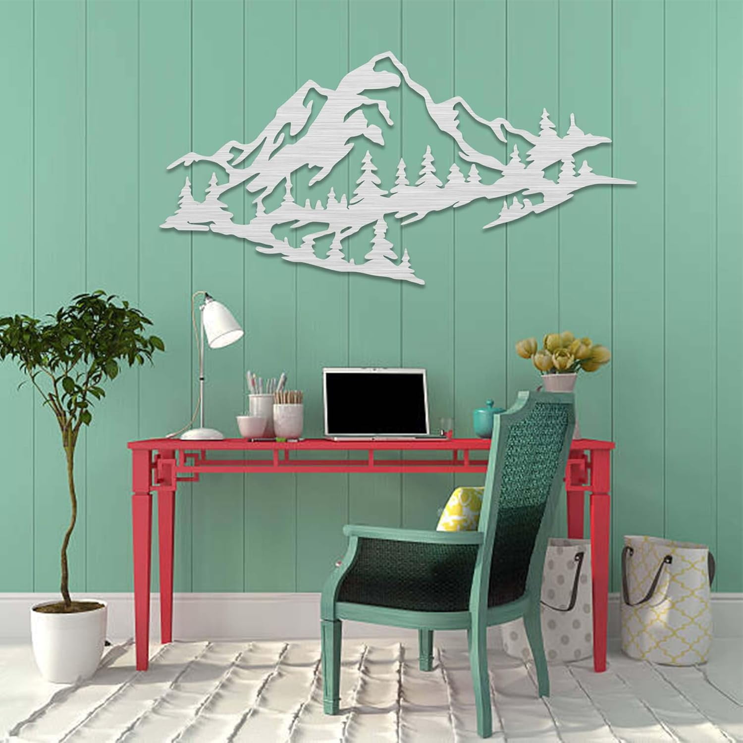 METALPLEX Mountain Range View - Metal Wall Art Home Décor Living Room Office Dining Aluminum ...