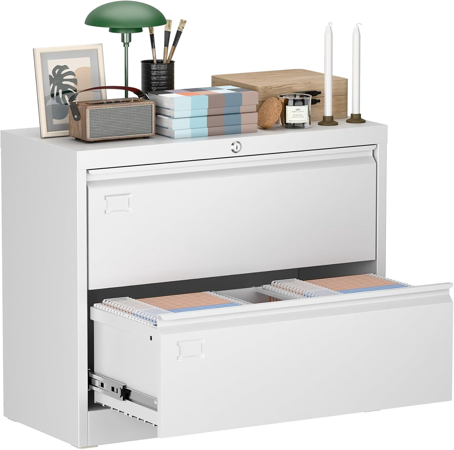 METAN Metal Lateral Filing Cabinet with 2 Drawers for Home Office ...