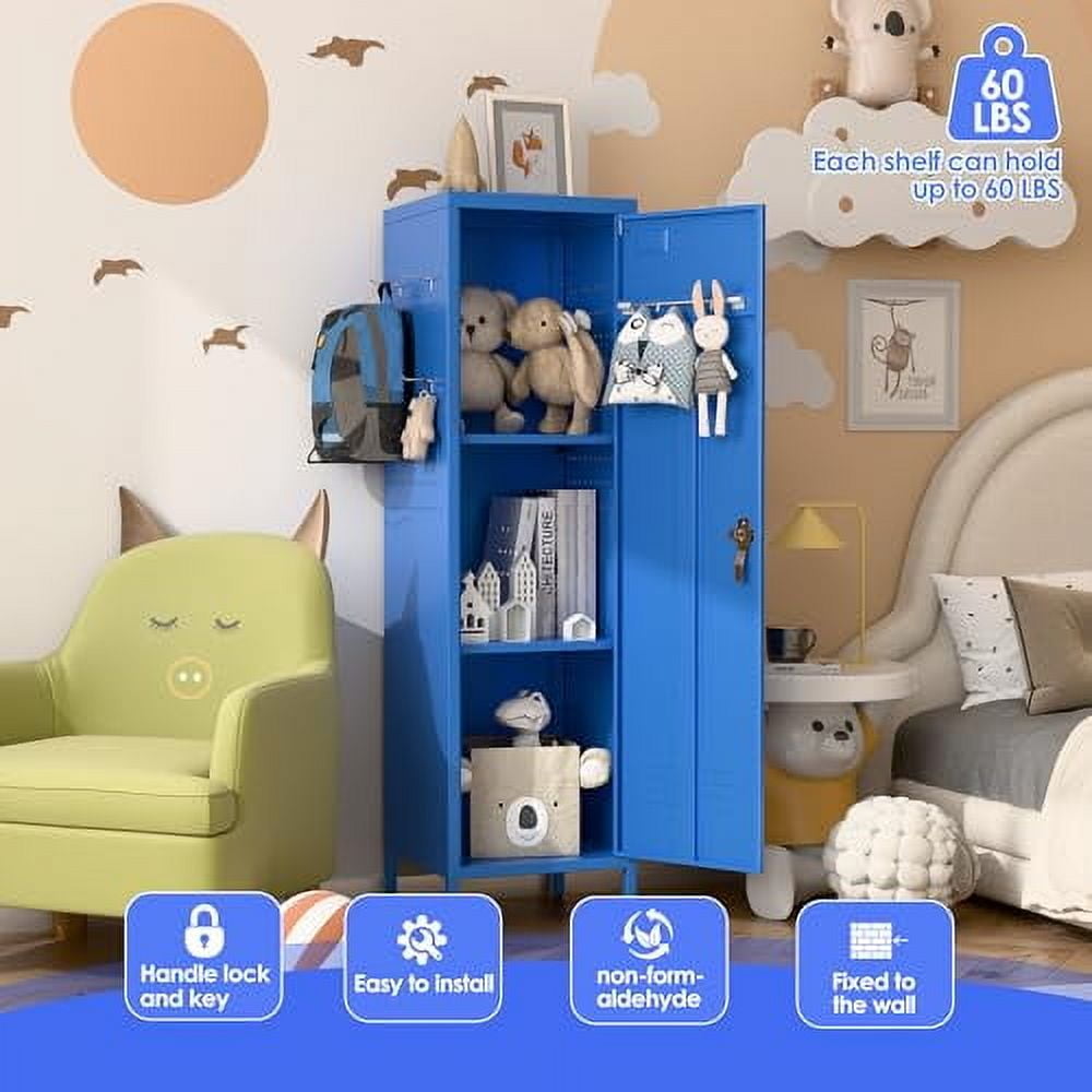 METAN Metal Storage Lockers with Handle Lock and 2 Adjustable Shelves ...