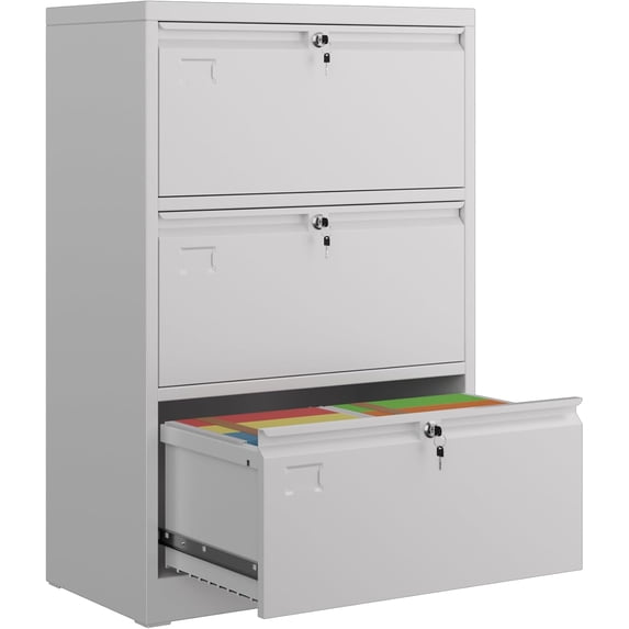 METAN Upgrade Metal 3 Drawer Lateral Files Cabinet for Home Office ...