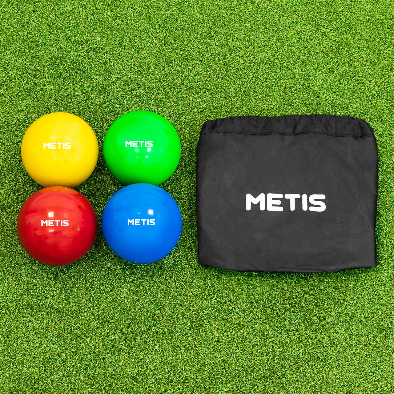 METIS Play Junior Shot Put Pack of 4 - Durable PVC Shot Puts with Carry ...