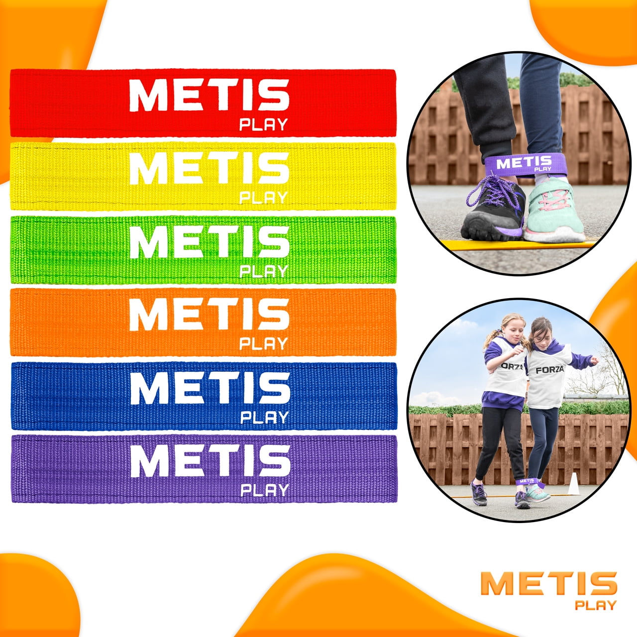 METIS Play Three Legged Race Ties | Set of 6 Adjustable Straps for ...