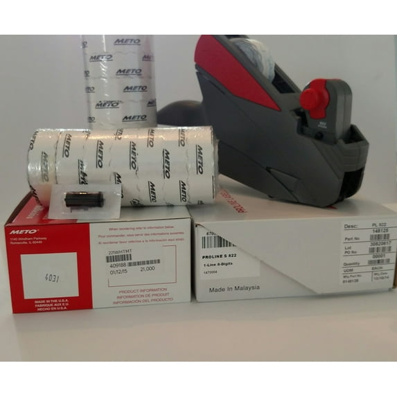 METO 622 PRICE LABELING GUN, FREE BOX WHITE LABELS AND INK ROLLER ...