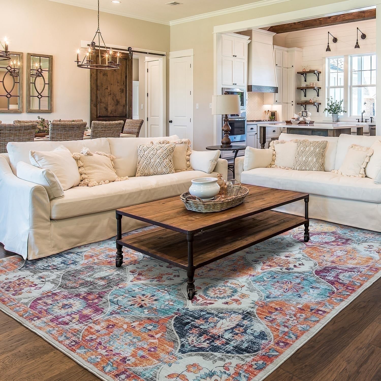metsavaim 5x7 Area Rug, Moroccan Pattern, Multi-Color, Non-Slip ...