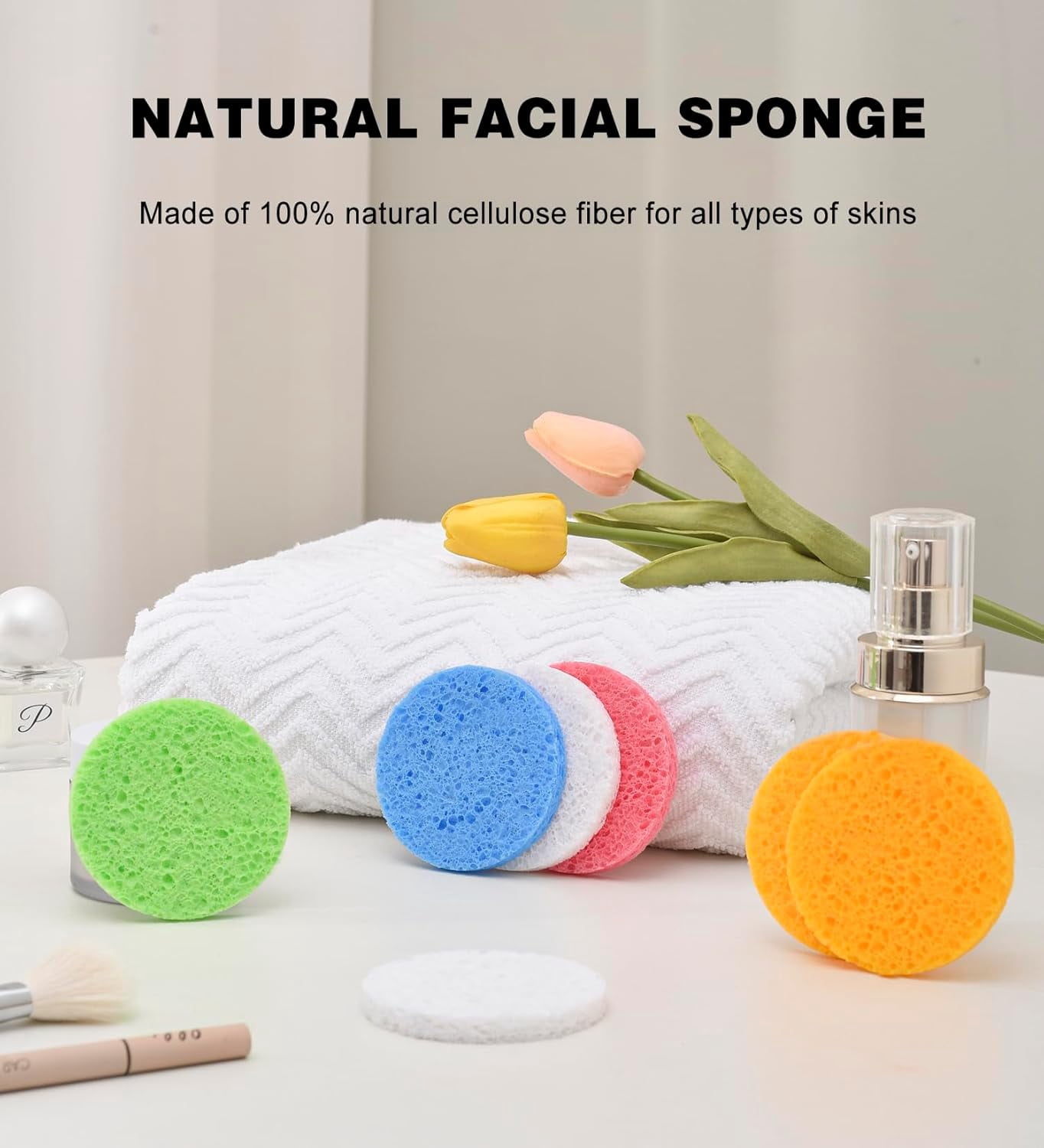 METUUTER 50 PCS Compressed Facial Sponges for Estheticians- 100% ...