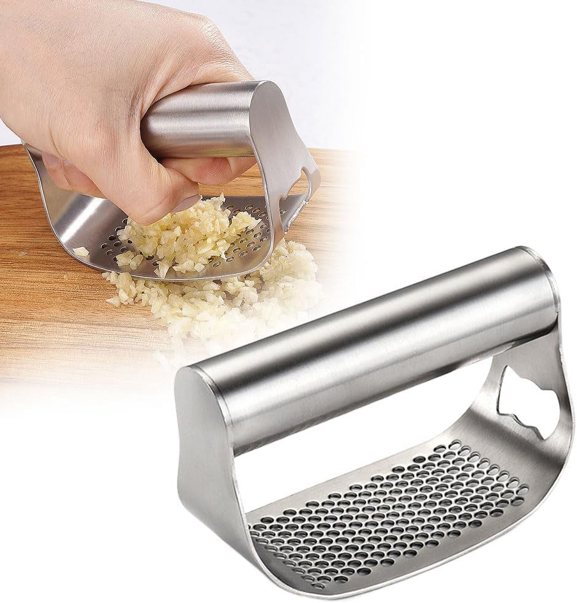 MEUDQU Stainless Steel Garlic Presser, Garlic Press Rocker Garlic ...