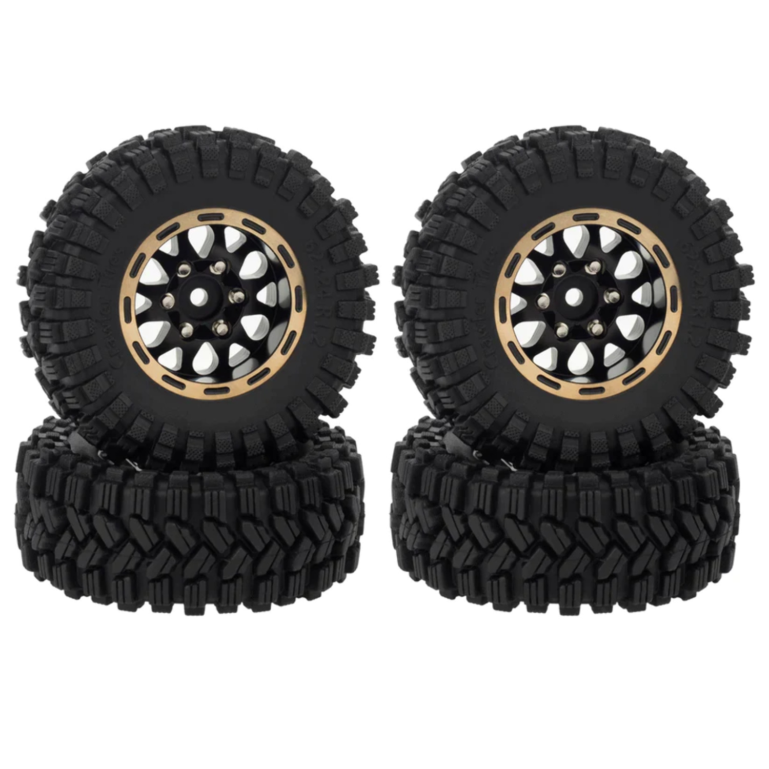MEUS Racing 1.2 inch Beadlock Wheels Brass 1.0(plus) Wheel Tire Set 62 ...
